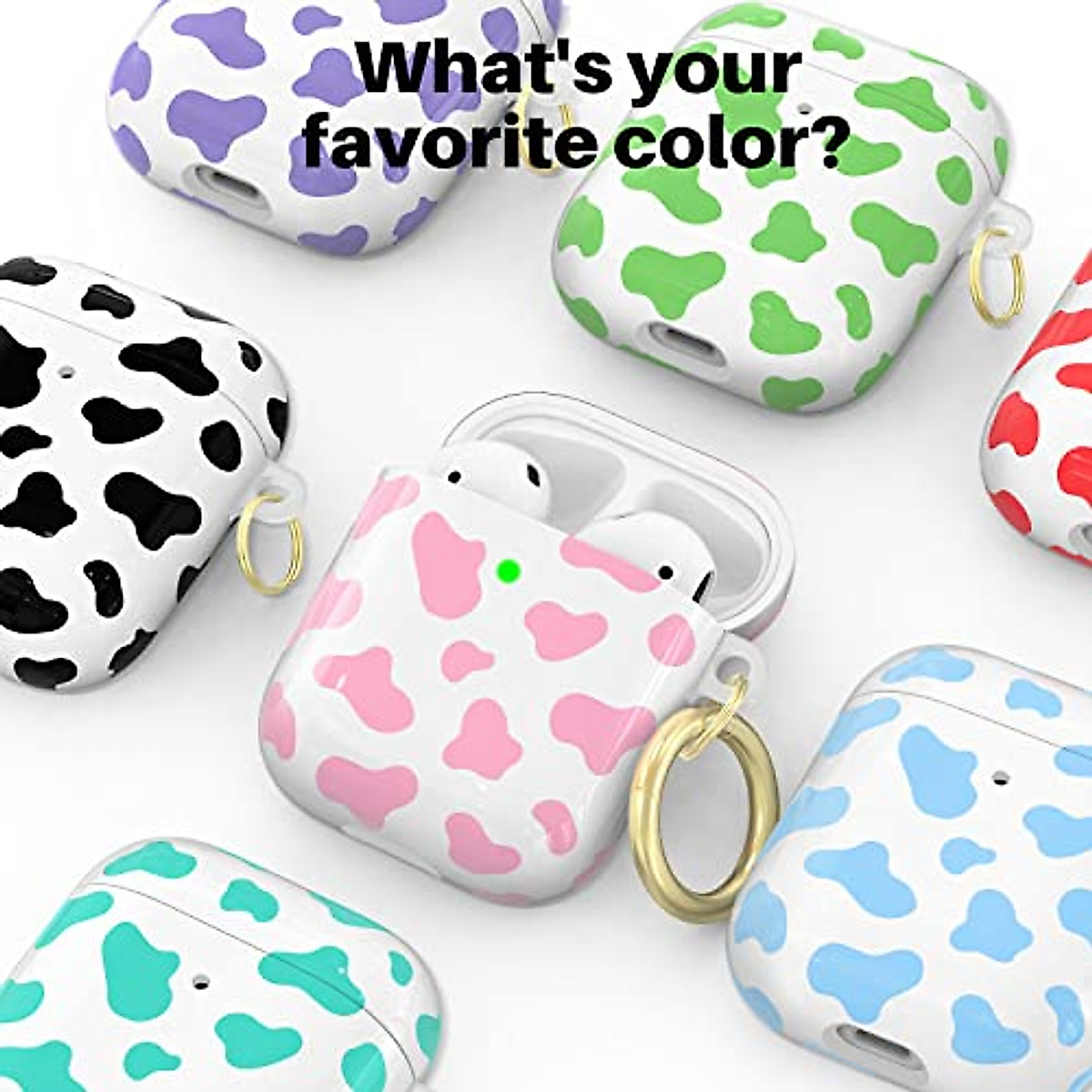 NIUTRENDZ Cute Cow Print Case for AirPods Case Cover IMD Design Hard TPU Shockproof [Front LED Visible] [Wireless Charging] Protective Skin Compatiable with AirPods 2&1 (Pink)