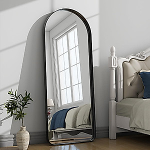 XRAMFY 65"x22" Arched Full Length Mirror, Black Metal Framed Bathroom Floor Mirror,Wall Mirror,Leaning Hanging for Home and Living Room