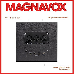 Magnavox MHT990 2.1 Home Entertainment System with Bluetooth Wireless Technology and Color Changing Lights in Black | AUX Port | Subwoofer with 2 Speakers | Pulsing Lights |