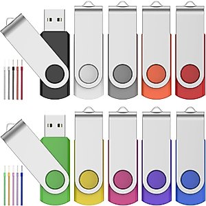64GB Flash Drive Pack of 10 USB 2.0 Thumb Drives High Capacity 64 GB Memory Stick Jump Drive Pen Drive Zip Drive for Data Storage