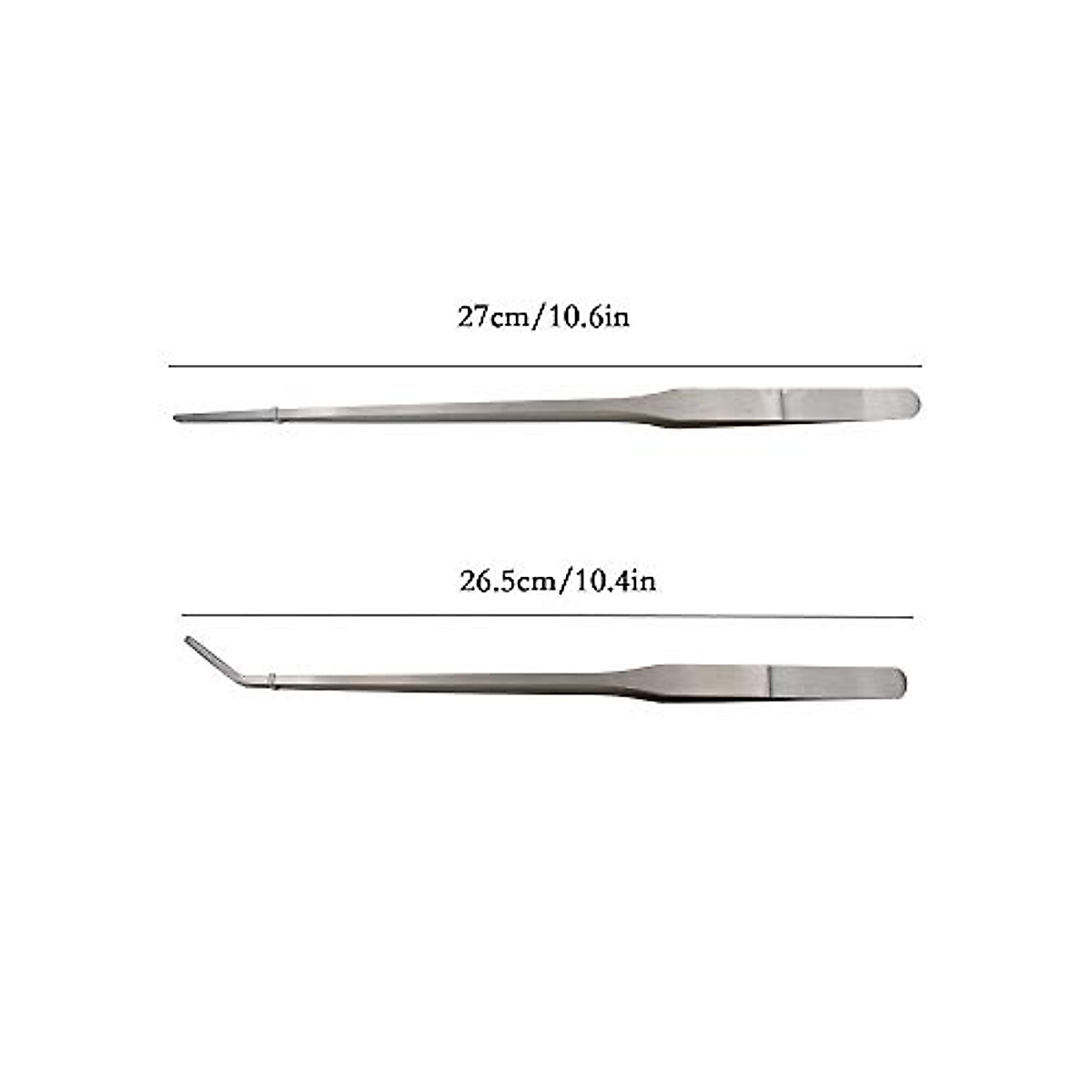 LGEGE 2pcs Long Handle Stainless Steel Straight and Curved Tweezers Nippers for Garden, Kitchen, Indoors and Outdoors