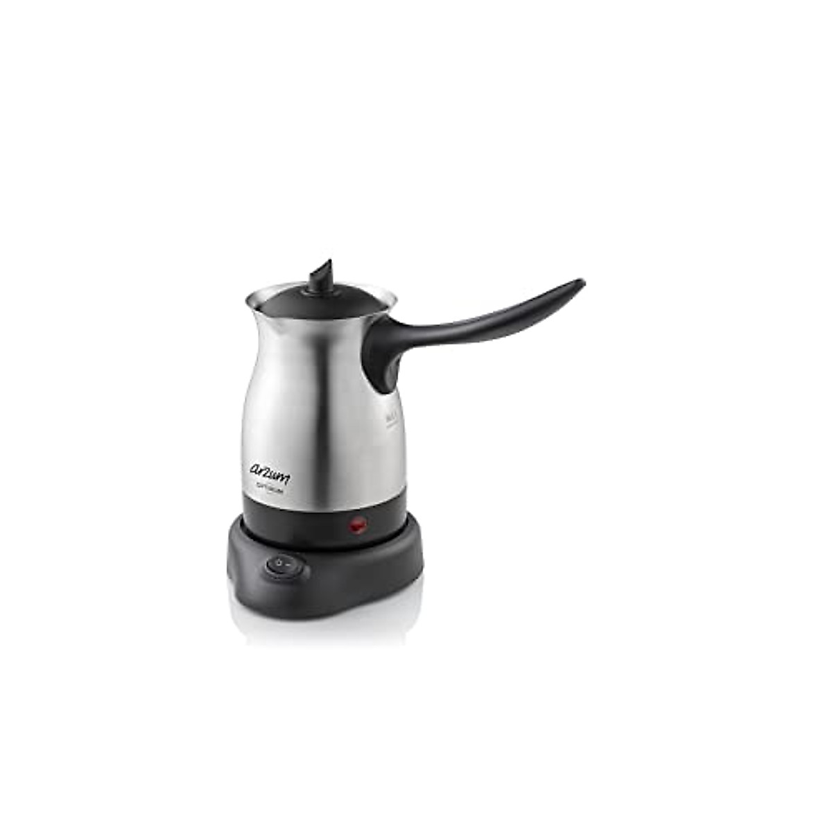 ARZUM Cezve Electric Turkish Coffee Maker, Stainless Steel, Boil-Dry Protection, Lid for Extra Protection, Cordless Use, 1 to 4 cups, 120V, 3-pin US-plug, 800W