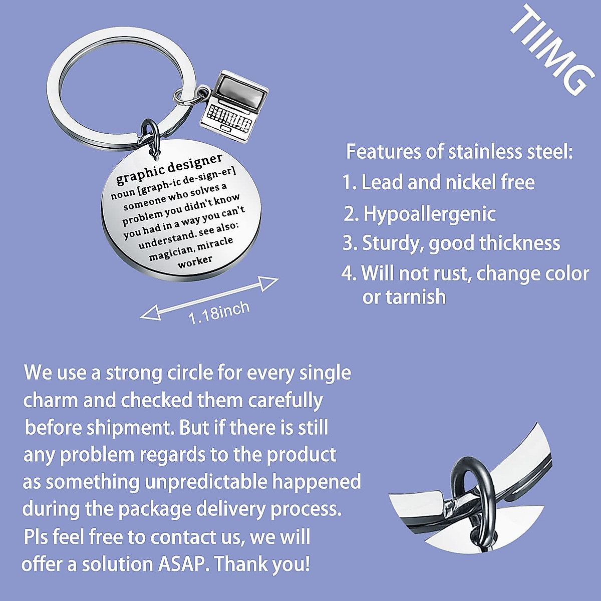 TIIMG Graphic Designer Jewelry Artist Gift Coworker Keychain Appreciation Gift