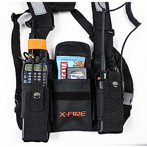 X-FIRE® Updated Dual Portable Radio Chest Rig Harness for Two-Way Radios w/ 3m Reflective. Now with Larger Radio Pocket
