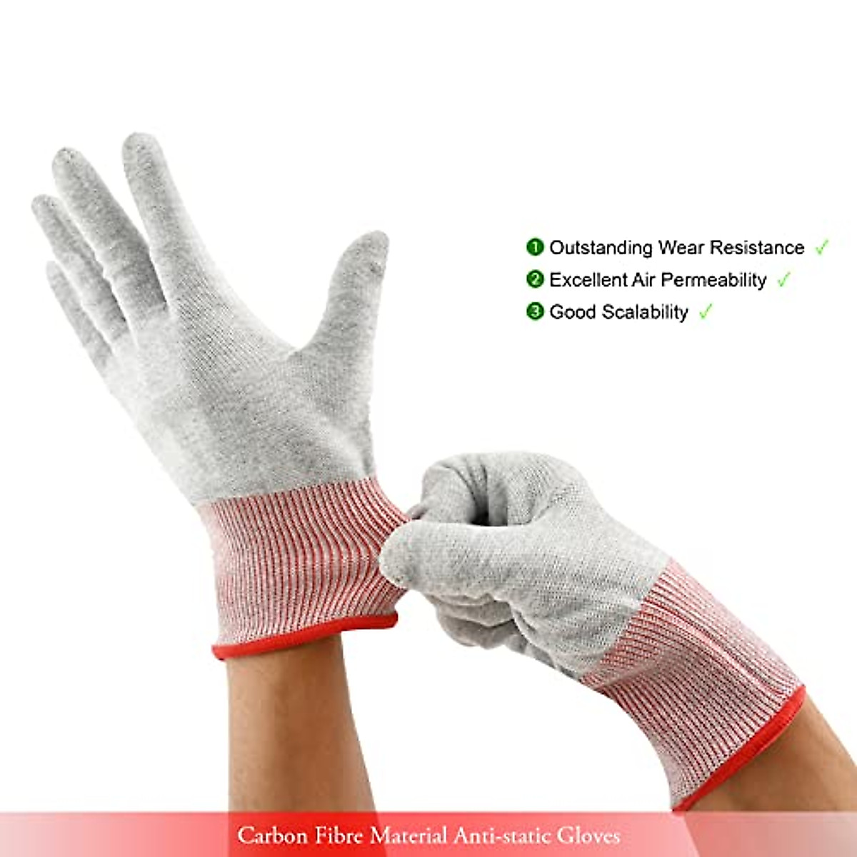 FOSHIO Vinyl Wrap Gloves, Professional Anti-Static Application Gloves, Carbon Fiber Vinyl Wrap Tool Dust-Free Non Slip Working Gloves (1 Pair)