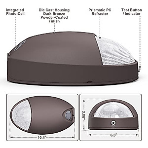 Outdoor Led Emergency Light with Battery Backup Photocell Sensor Self Test Diagnostics, Aluminum Exterior Waterproof Commercial Wall Pack Emergency Lighting Fixtures 120-277VAC UL Certified (2 Pack)