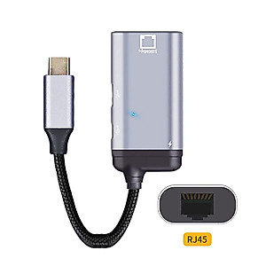 chenyang USB C HUB,USB C to RJ45/USB A/C Data/PD 65W Fast Charging 4 in 1 Multiport Adapter Support Network/Data/Charging Working at The Same time