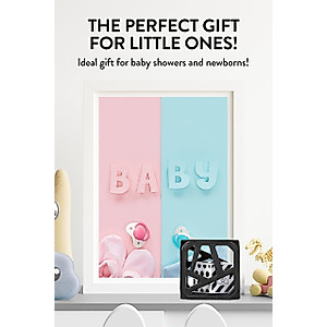 Malarkey Kids Silicone Teething Toys Chew Cube Baby Toy Activity Cube for New Born Babies Toys Rattle Teether Four Way Sensory Stimulation (Easy Grip, BPA Free Non Toxic, Black, Pack of 1)