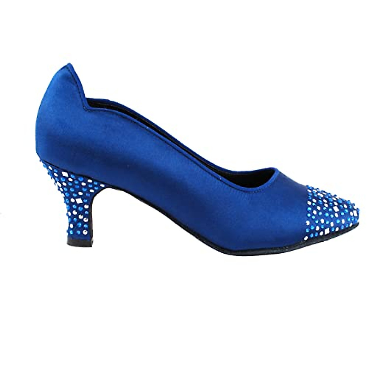 Very Fine Dancesport Shoes - Women Rhinestone Waltz, Tango, Ballroom Dance Shoes - SERA5501-2.5 inch Heel Close Toe (Blue Satin, Size 6)