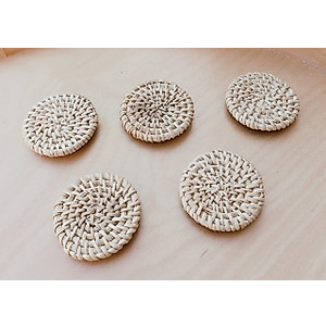 SiennaFox Rattan Fridge Magnet Large Ceramic 1.18in Magnets Boho Home Decor Office Decoration whiteboard Decorative Kitchen Locker Magnetic Aesthetic (Ivory Set of 5)