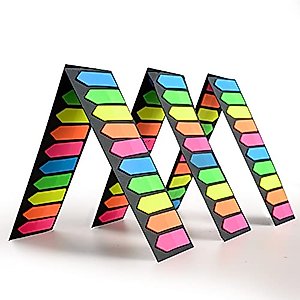 Golcellia Fluorescent Translucent Sticky Note Flags, 1200 Pcs Total, Pack of 10 Color Tabs, Arrow Index Tabs, Page Flag Markers
