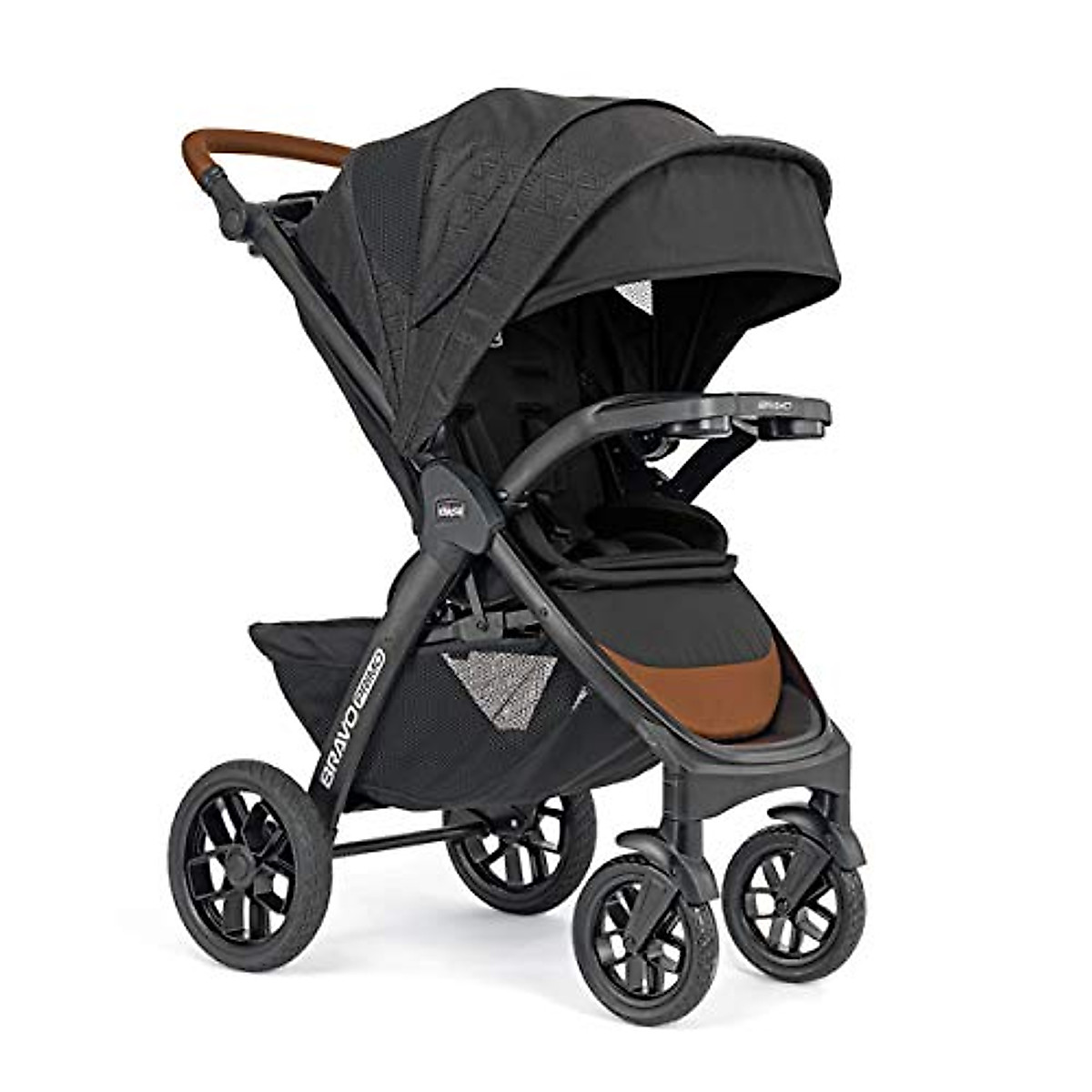 Chicco Bravo Primo Trio Travel System, Bravo Primo Quick-Fold Stroller with Chicco KeyFit 35 Zip Extended-Use Infant Car Seat, Car Seat and Stroller Combo | Springhill/Black