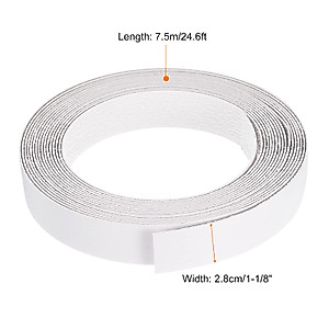 uxcell Edge Banding, 1-1/8 inch x 24.6ft Pre-Glued White Embossed Veneer Edging Iron-on Flexible Edge Banding for Cabinet Repair Furniture Restoration