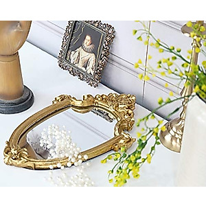 Funerom Vintage 11.6 x 9 Inch Decorative Wall Mirror Gold Shield Shape