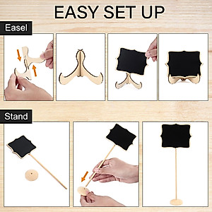 LotFancy Mini Chalkboard Signs 20 Pack with Support Easels and 10 Extra Stickers, Food Labels for Party Buffet Table, Weddings, Table Numbers, Message Board and Event Decorations