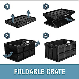 CleverMade 62L Collapsible Storage Bins (3 Pack, Black) NO LID-Stackable Storage Containers for Organizing, Toy Storage, Garage Storage, 23"x 15.5"x12.75" Plastic Storage Bins, Each hold 100lbs