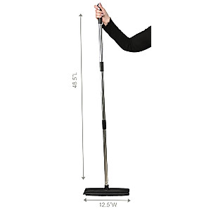 HOME-X Pet Hair Remover Broom, Carpet and Floor Broom, Adjustable Handle Length, Rubber Bristle Sweeper, Long Handled Squeegee, 48 ½” L x 12 ½” W x 2” H
