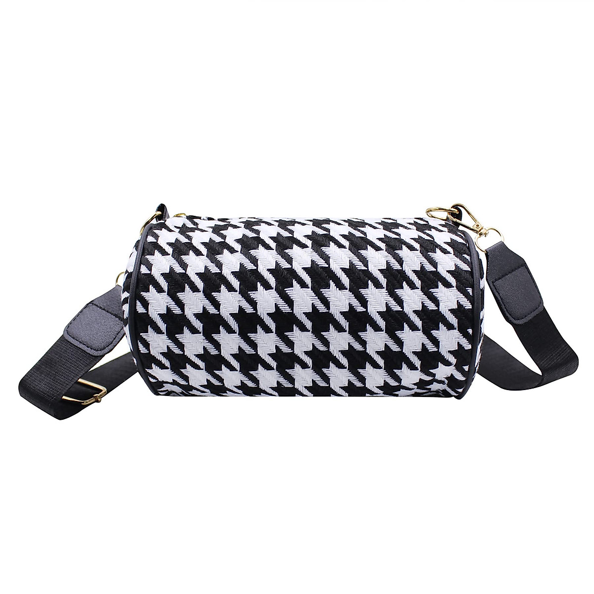 Women Fashion Houndstooth Printed Crossbody Shoulder Bag Lady Small Clutch Handbag with Mini Wallet Coin Purse
