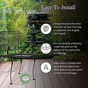 Sunnliand Patio 1-1/4" Deluxe Wrought Iron Chair Glides, Protect Your Outdoor Furniture, Chair Leg Floor Protectors, Plastic Floor Protector, Round, Pack of 25, White