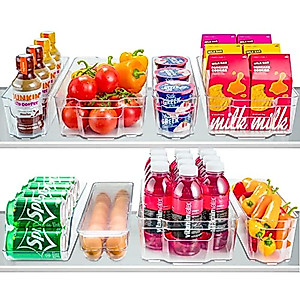 Set Of 8 Refrigerator Pantry Organizer Bins - Clear Food Storage Baskets for Kitchen, Countertops, Cabinets, Fridge, Freezer, Bedrooms, Bathrooms - Stackable Plastic Household Storage Containers