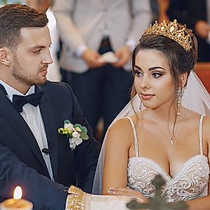 AOPRIE Artemis Tiaras and Crowns for Women Champagne Gold Princess Tiara for Little Girls Crystal Hair Accessories for Wedding Prom Bridal Birthday Party Halloween Costume Christmas Gifts