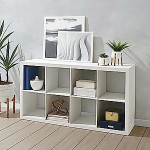 wenyuyu 8-Cube Storage Shelf Organizer Bookshelf System, Display Cube Shelves Compartments Bookcase for Kids, Closet, Bedroom, Bathroom (White)