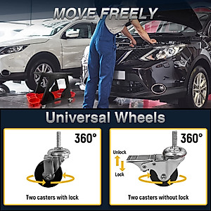 AgiiMan Rolling Mechanic Stool - 300 LBS Capacity Detailing Garage Stool with Wheels, Heavy Duty Mechanic Garage Chair Creeper Seat 2 Tool Storage Drawers Under Seat for Garage Repair