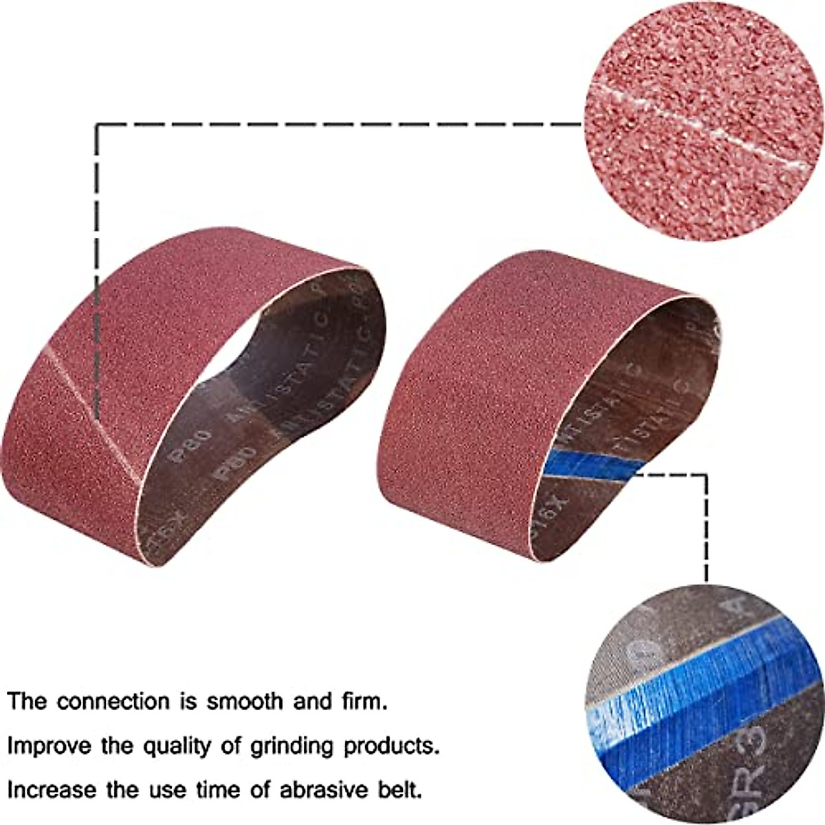 Tonmp 15 PCS 3" x 21" Premium Sander Belts - 5 Each of 40 80 120 Grit Aluminum Oxide Sanding Belts For Belt sander (3x21 inch)