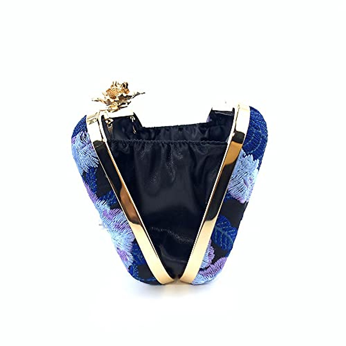 7.8'' Evening Clutch Bag with Removable Chain and Hand Hoop Vintage Handmade Embroidery Floral Handbag Purse for Women