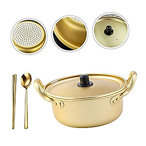STOBAZA 2 Sets Instant Noodle Pot Stainless Steel Stock Pot Ramen Pot with Lid China Dinnerware Set Soup Pot Ramen Noodles Cooking Pot Korean Stockpot Non Stick Pot Household Cookware Food