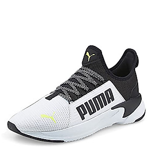PUMA Men's SOFTRIDE PREMIER SLIP-ON Sneaker, Puma White-Puma Black-Yellow Alert, 9