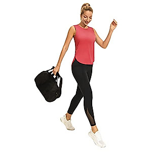 JOYSPELS Athletic High Neck Tank Top for Women - Sleeveless Workout & Yoga Shirt in Red