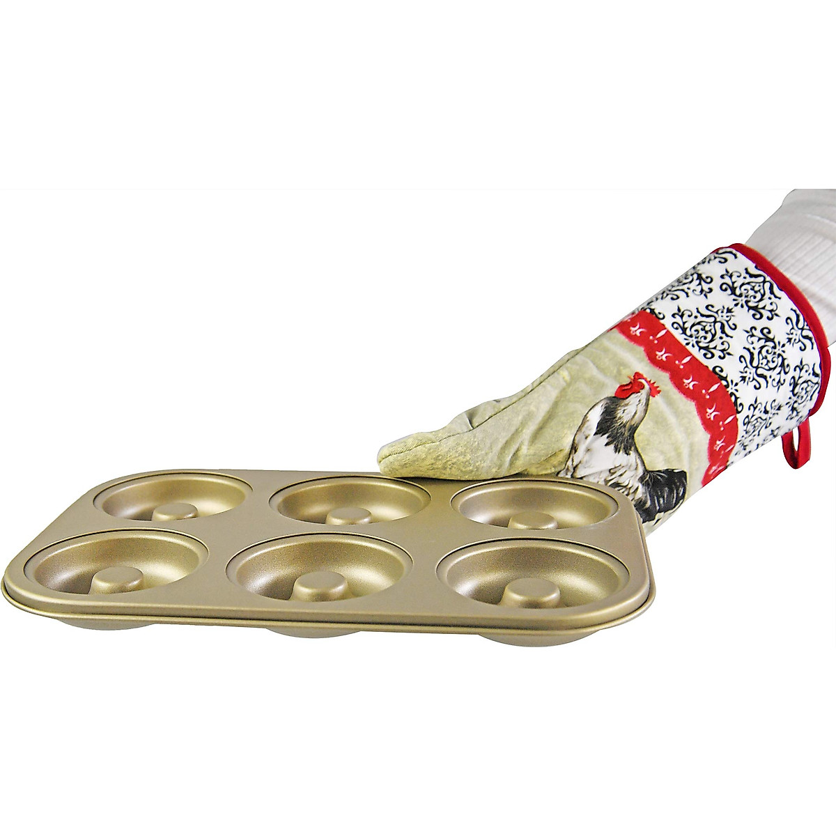 Home-X Rooster 100% Cotton Oven Mitt for Cooking and Serving, Professional Heat Resistant Microwave Oven Soft Inner Lining Baking Kitchen Cooking Mittens BBQ Grilling