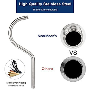 NearMoon Shower Head Extension Arm with Flange - S Shaped High Arc Gooseneck Long Shower Extender Pipe, Perfect for Rainfall Shower Head - Bathroom Accessory,16 Inch (Brushed Nickel)