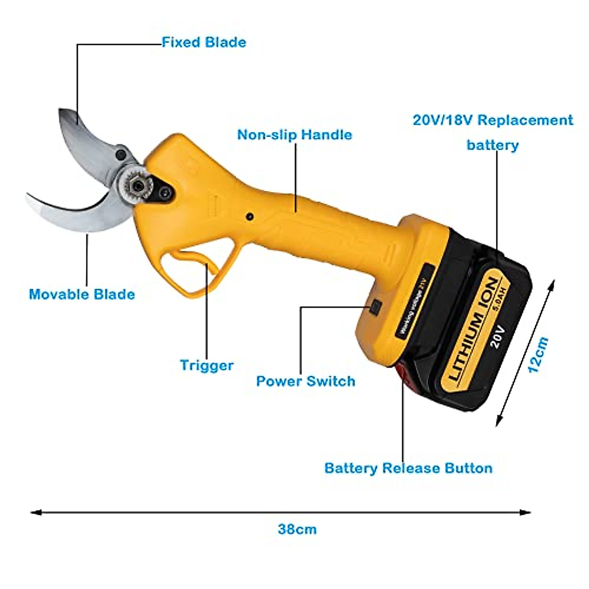 VOLT1799 Electric Pruning Shears Cordless Compatible with Dewalt 20V and Milwaukee 18V Battery, 1.2inch Cut Diameter, Electric Tree Branch Pruner (Host Only)
