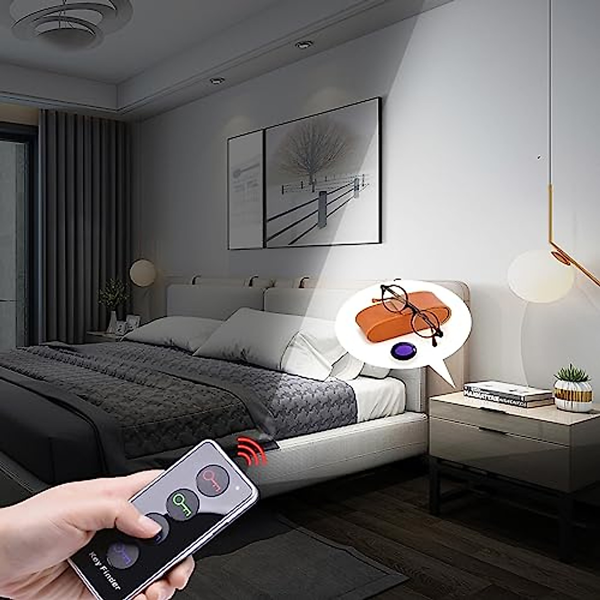 Key Finder, Item Tracker with LED Flashlight Function, Chlovoe Wireless Remote Control RF Key Finder Locator Phone Pet Wallet TV Remote Tracker