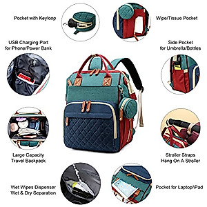 Awanhe Baby Diaper Bag Backpack with Changing Station, Waterproof Baby Bags for Boys Girls, USB Charging Port, Baby Shower Gifts, RGB