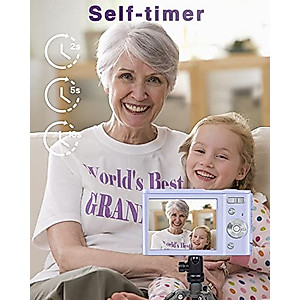 Digital Camera, Zostuic 48MP Autofocus Kids Camera with 32GB Card 1080P Video Camera with 16X Zoom, Compact Portable Small Camera Christmas Birthday Gift for Children Kid Teen Student Girl Boy(Purple)