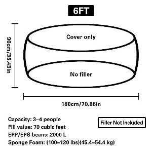 Giant 6 ft Bean Bag Chair Cover (No Filler, Cover only) Big Soft Washable Dutch Velvet Adult Beanbag Chair Outside Cover (Geometric)