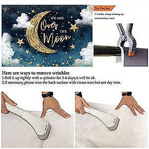 Avezano We are Over The Moon Baby Shower Backdrop Moon and Stars Starry Night Celestial Baby Shower Party Decorations Photoshoot Photography Background (7x5ft)