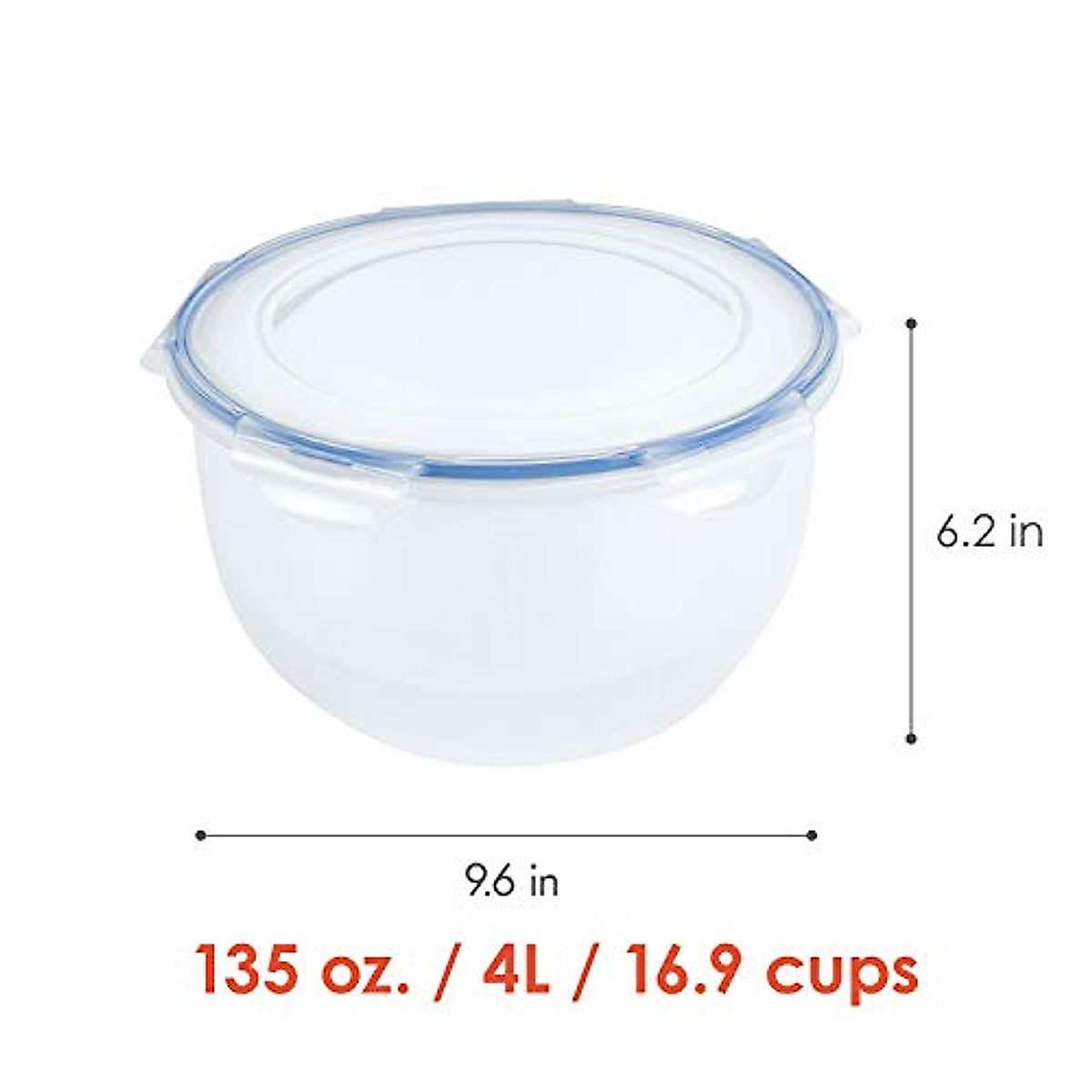 LocknLock Easy Essentials Food Storage lids/Airtight containers, BPA Free, Salad Bowl-16.9 Cup, Clear