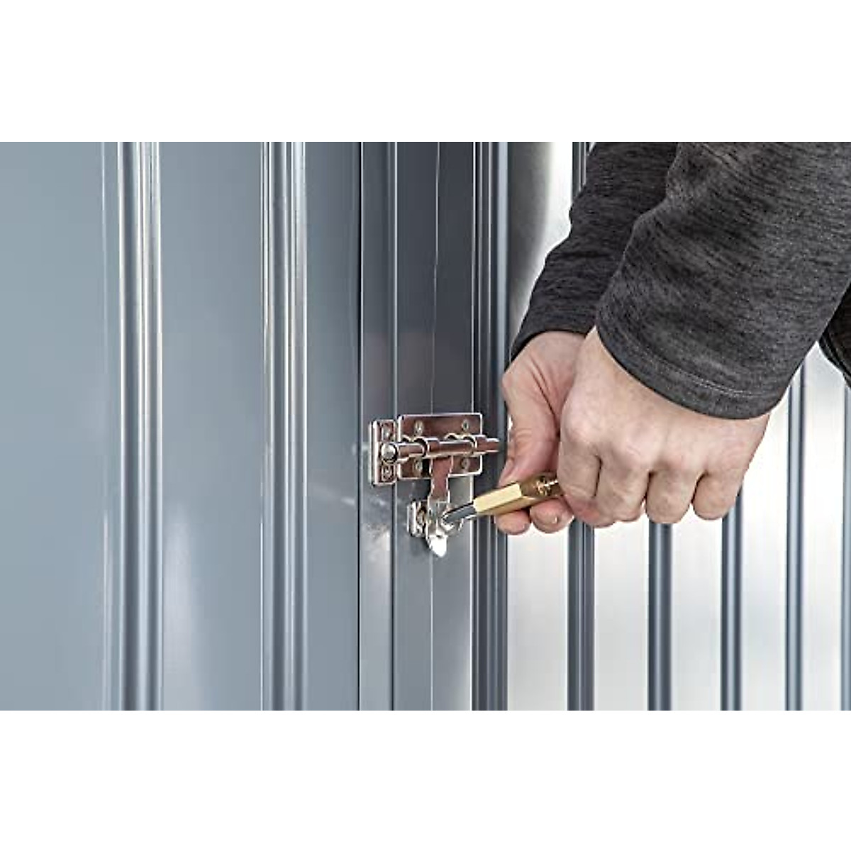 Cover-It 6x3 Metal Outdoor Galvanized Steel Storage Shed with Swinging Lockable Doors for Backyard or Patio Storage of Trash Cans, Bikes, Supplies, Tools, Toys, for Lawn, Garden, Camping, Charcoal