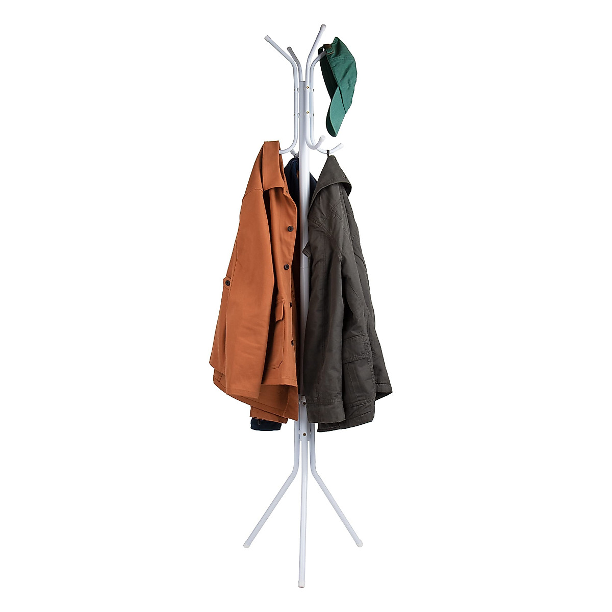 Mind Reader Coat Rack, Hall Tree, Freestanding, Coat Tree, Hat, Jacket, Purse, Metal, 14.75" L x 16.5" W x 69" H, White