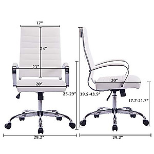 Sidanli White Computer Chair, Modern Desk Chair Conference Chairs with Faux Leather