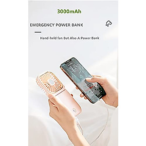 Mini Fan, Portable USB Rechargeable Handheld Fan, Portable Fan Has Three Gears Of Wind Speed, Folding Mobile Phone Bracket. 3000mAh Power Supply Provides Emergency Charging For The Device ( Green )