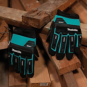 Makita Unisex T 04254 Advanced Impact Demolition Gloves Large, Teal/Black, Large US