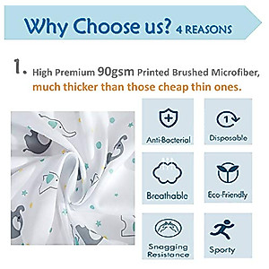 Crib Sheets Neutral, 2 Pack Fitted Crib Sheets Set, Printed Crib Sheets for Boys and Girls, Soft and Breathable Silky Microfiber Baby Sheet Fits Standard Crib and Toddler Mattress, Elephant & Clouds