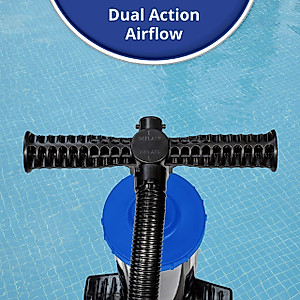 Aqua Dual-Action Hand Pump – Heavy Duty Air Pump with 4 Nozzle Attachments – Black