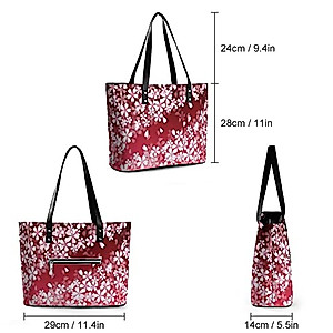 Womens Handbag Cherry Flowers Leather Tote Bag Top Handle Satchel Bags For Lady