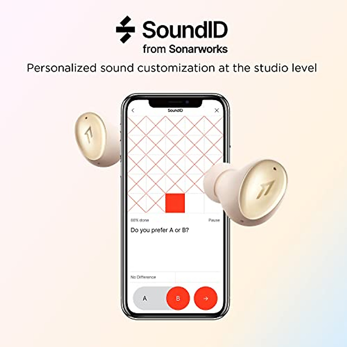 1MORE ColorBuds2 Active Noise Cancelling Wireless Earbuds, Bluetooth 5.2 Headphones, Sound ID, Dual Mode Noise Cancelling, CVC 8.0 for Clear Calls, Fast & Wireless Charging, IPX5, Gold